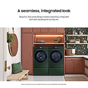SAMSUNG 27-Inch Bespoke Front Load Washer Dryer Pedestal Stand w/ Pull Out Laundry Storage Drawer, WE502NG, Forest Green