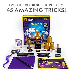 NATIONAL GEOGRAPHIC Magic Kit - 45 Magic Tricks for Kids to Perform with Step-by-Step Video Instructions for Each Trick Provided by a Professional Magician, Toys for Boys and Girls