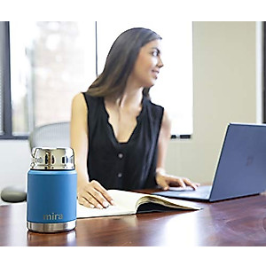 MIRA Thermos for Hot Food & Soup - 15 oz Insulated Food Jar with Foldable Spoon - Leak Proof Stainless Steel Thermal Storage Lunch Container, Canteen, Double Walled, Black