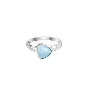 YoTreasure Natural Larimar Ring Solid 925 Sterling Silver Jewelry Gifts For Women
