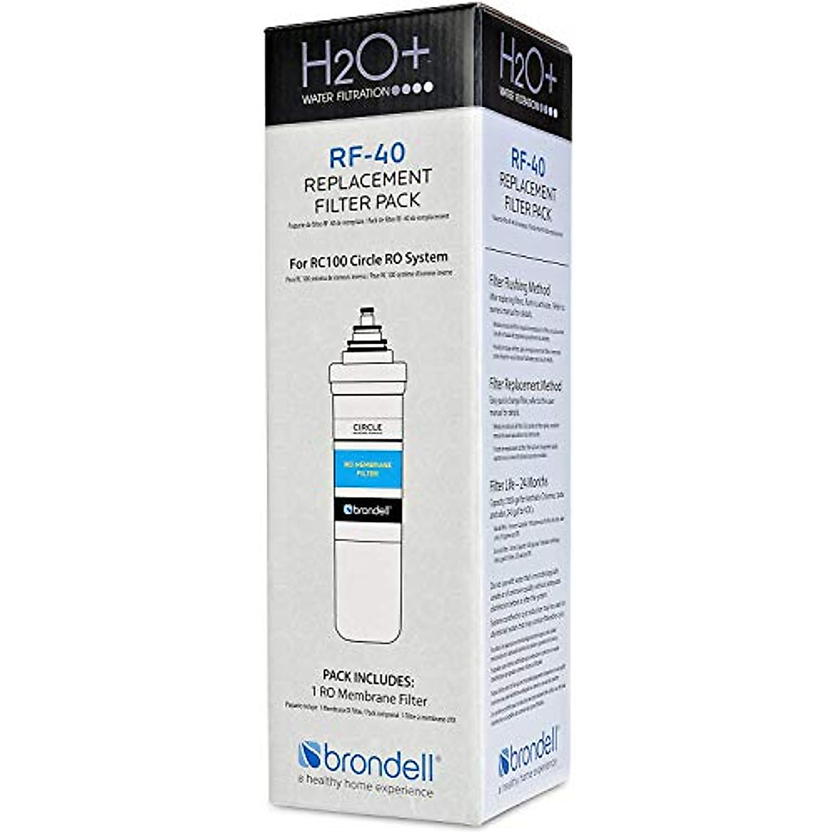 Brondell RF-40 Membrane Water Filter Replacement for Circle Under Sink Reverse Osmosis Filtration System, Lasts 6 Months