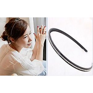 Ruihfas 6Pcs Bling Bling 1 Rows Crystal Rhinestone Headband for Women Girls Thin Hair Hoop Fashion