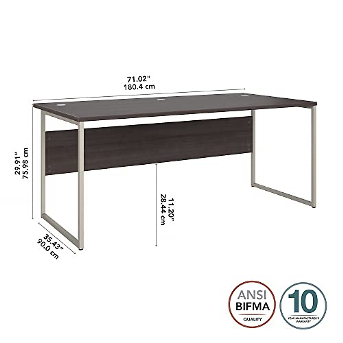 Bush Business Furniture Hybrid Computer Table Desk with Metal Legs, 72W x 36D, Storm Gray