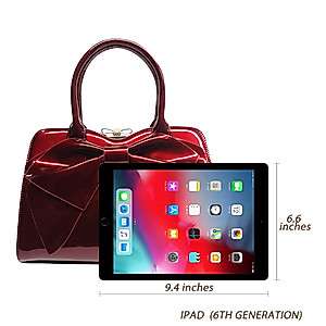 Style Strategy Red Patent Leather Bag for Women Satchel Shoulder Bags Handbag Kiss Lock Ladies Fashion Crossbody with bow tie