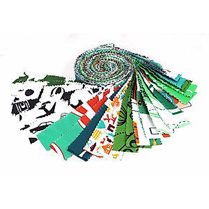 Soimoi 40Pcs Travel Print Precut Fabrics Strips Roll Up 1.5x42inches Cotton Jelly Rolls for Quilting - Multicolor