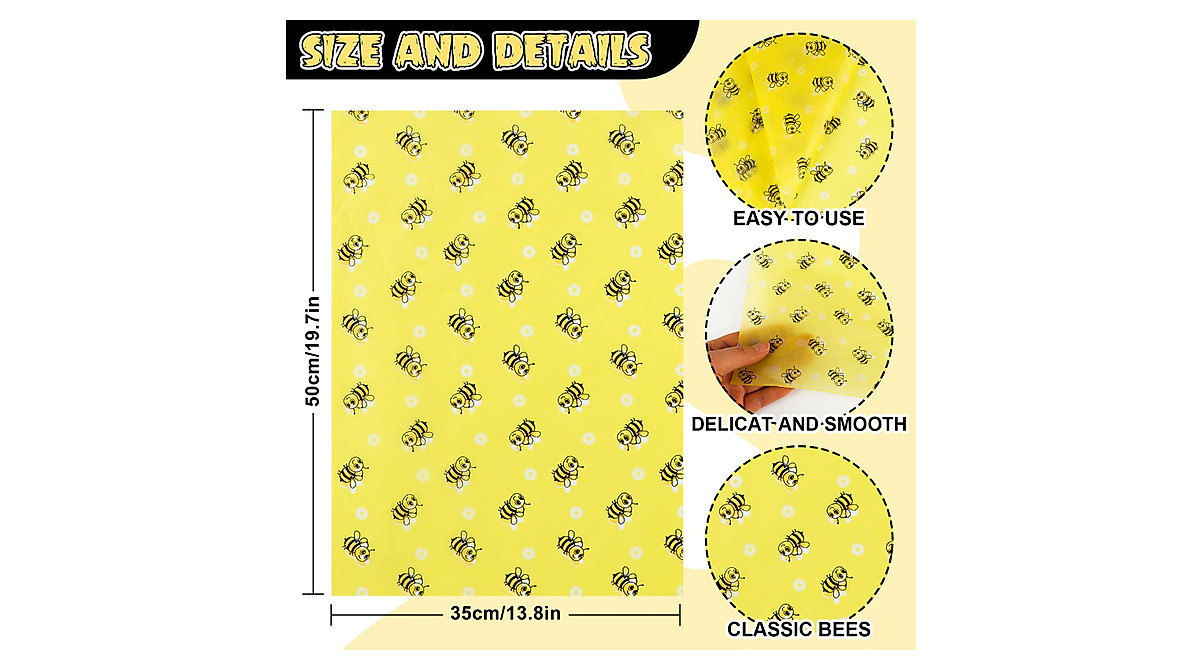 Kavoc Honey Bee Tissue Paper - 100 Sheets for Gift & Party Decor