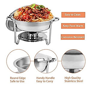 Naviocean Chafing Dish Buffet Set Chafers and Buffet Food Warmers for Parties 5 QT Round Chafing Servers Dish Stainless Steel Food Catering Chafers for Catering Event Buffet Banquet (1 Pack)