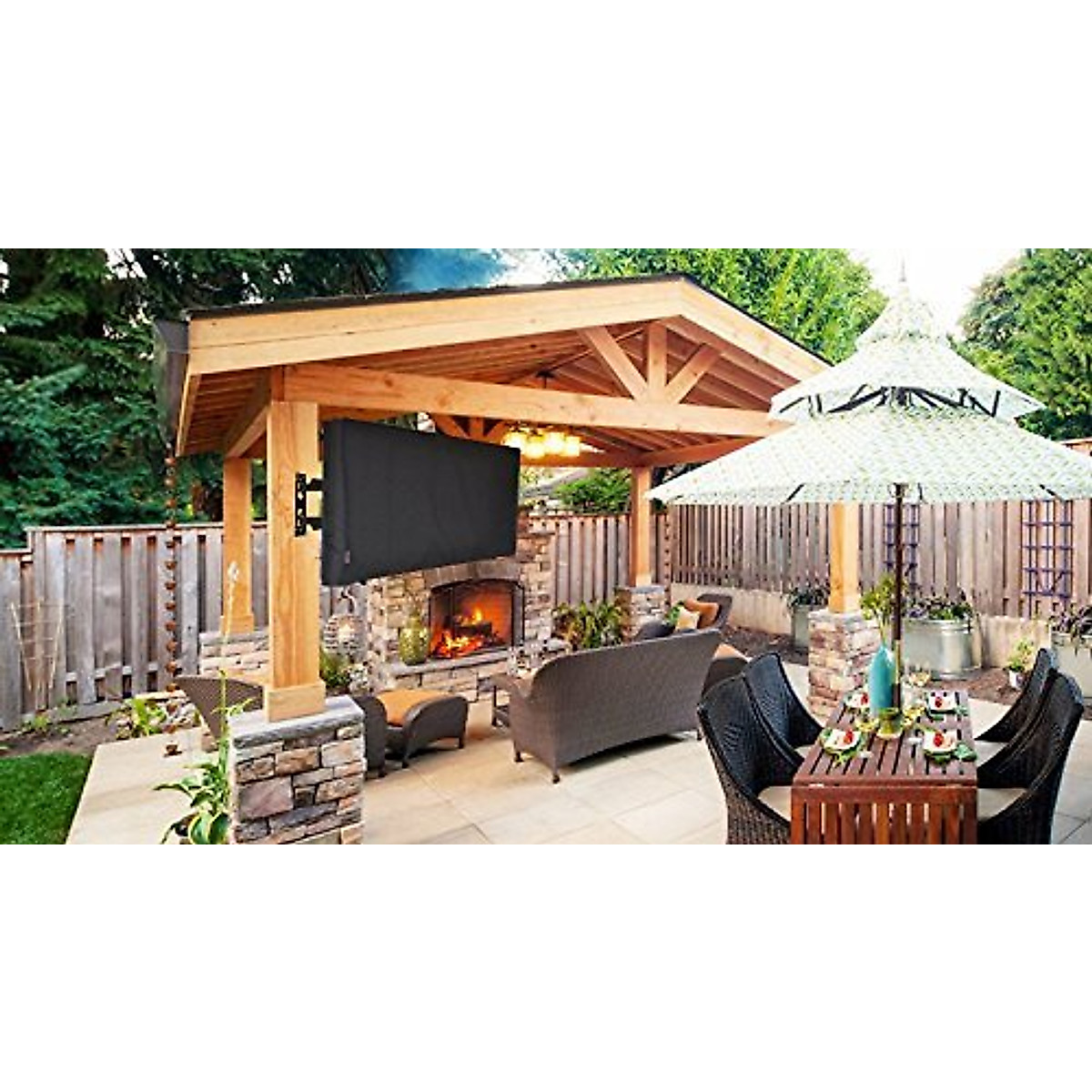 BroilPro Accessories Outdoor TV Cover, Waterproof Universal Protector for 40"-43'' LCD, LED, Compatible with Standard Mounts and Stands, Built in Remote Controller Storage Pocket, Black