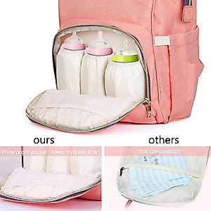 Diaper Bag Multi-Function Waterproof Travel Backpack Nappy Bags Large Capacity Stylish and Durable for Baby Care. (Orange Pink)