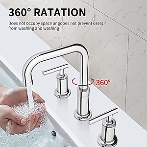 Bathroom Faucet, HOMELODY 2 Handles Bathroom Faucet Chrome, 8 inch Widespread Faucet for Bathroom Sink, 3 Hole Bathroom Sink Faucet Bath Sink Faucet with Pop Up Drain