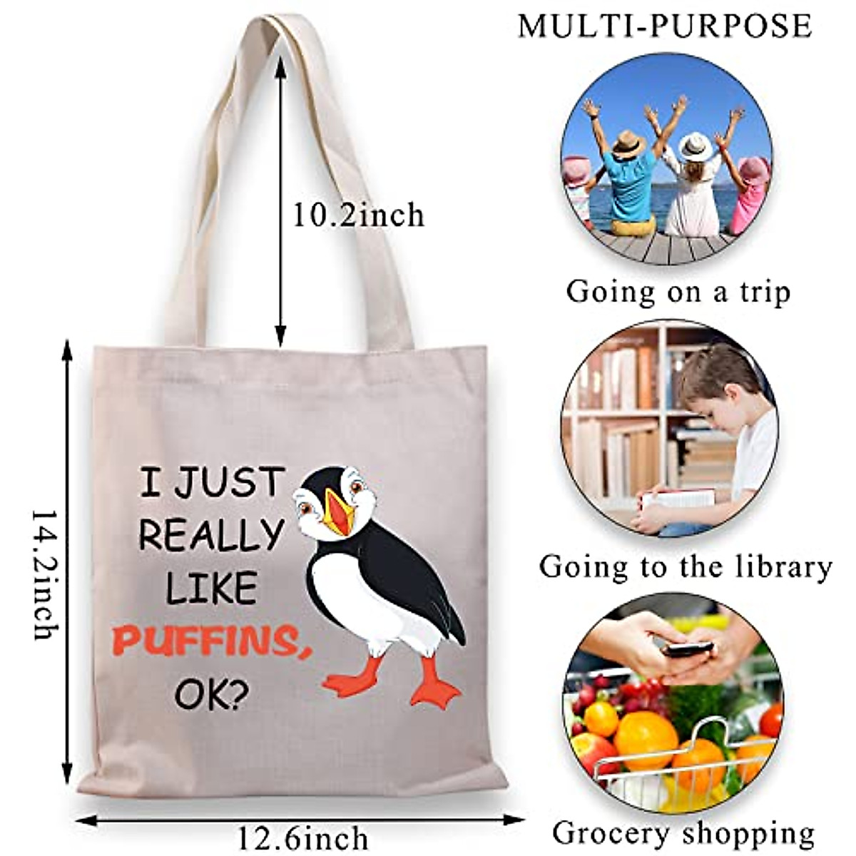 BDPWSS Puffins Gift Puffin Seabird Lover Gift Ornithology Birding Bird Watching Gift I Just Really Like Puffins Tote Bag (Just Like Puffins TG)