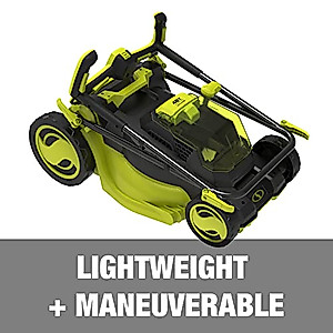 Sun Joe 24V-X2-16LM 48-Volt IONMAX Cordless Brushless Lawn Mower Kit, W/ 4.0-Ah Battery + Dual Port Charger & 12-Gallon Collection Bag, 16-Inch, Comfort Grip, One Touch 6-Position Height Adjustment