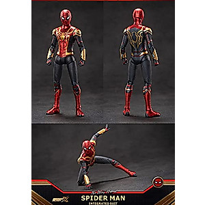 LonullyMege No Way Home Spiderman Action Figures-2022 New Released Legends Movie Hero Series-All Joints Movable 7 Inch Exquisite Collection Iron Spiderman Toy (Gold & Red)