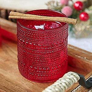 Kate Aspen Hobnail Beaded Drinking Glasses Vintage Glassware Set | Cocktail Glass Set, Juice Glass, Water Cups | Makes A Great Hostess Gift, Gift for Newlyweds (Red)