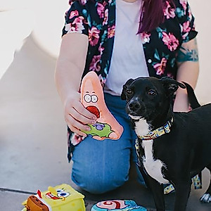 Buckle-Down Dog Toy, Nickelodeon, Plush Squeaker Spongebob Squarepants Surprised Patrick Starfish, 8" x 6" (DTPT-SQBL)