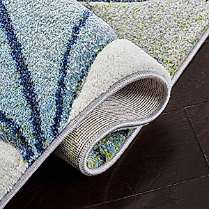 SAFAVIEH Hollywood Collection 9' x 12' Ivory/Blue HLW703A Mid-Century Modern Non-Shedding Living Room Bedroom Dining Home Office Area Rug