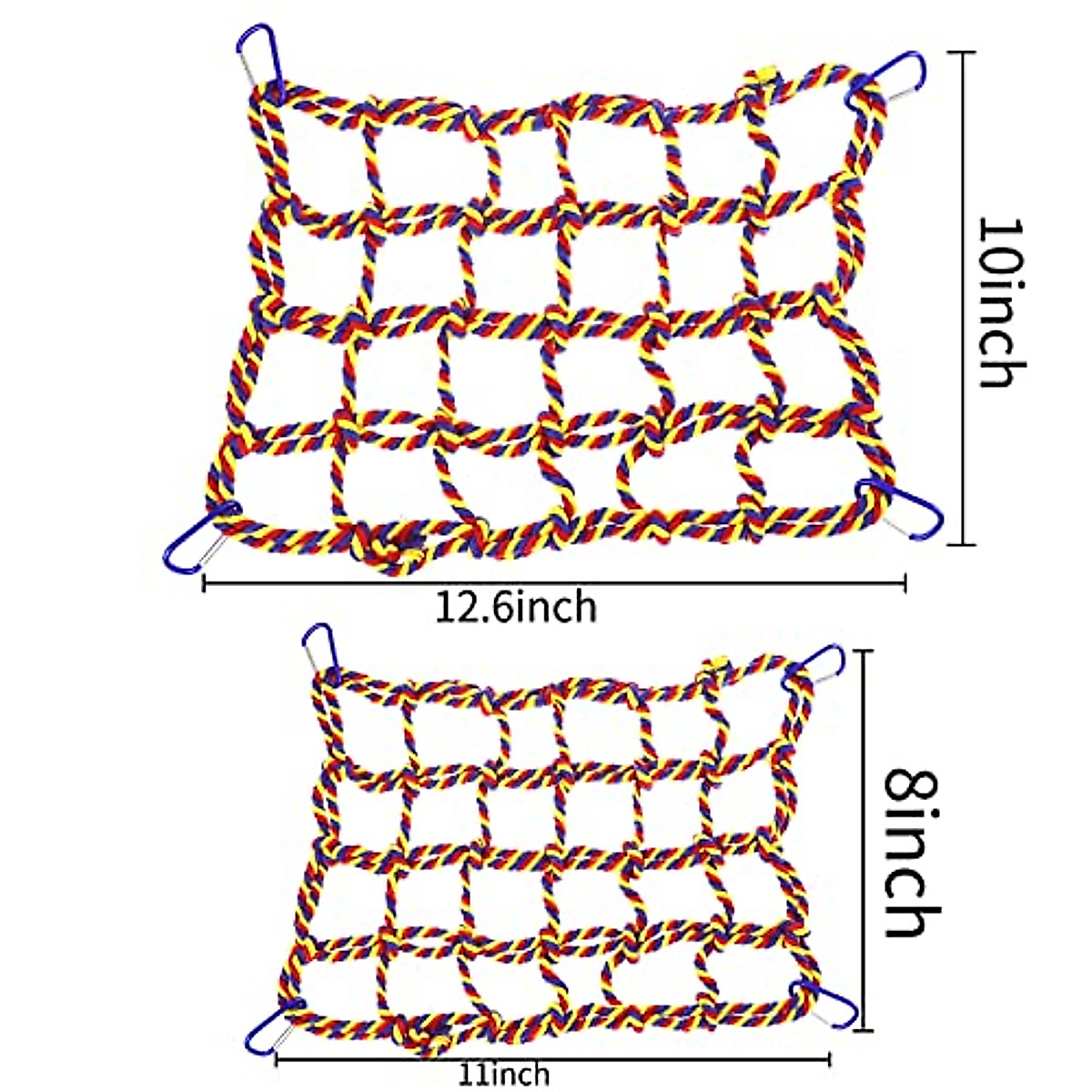 Toysructin Hamster Climbing Net,2 PCS Ferret Cotton Rope Net Sets, Small Animal Activity Toy Hanging Hammock Cage Accessories for Hamster Ferret Rat Guinea Pig Chinchilla Cockatiel Parakeet Play