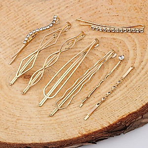 Folansy 20 Pieces Elegant Hair Barrettes Bridal Golden Metal Hair Clip Artificial Pearl Hair Pins and Clear Rhinestone Bobby Pin for Weddings Hair Accessories