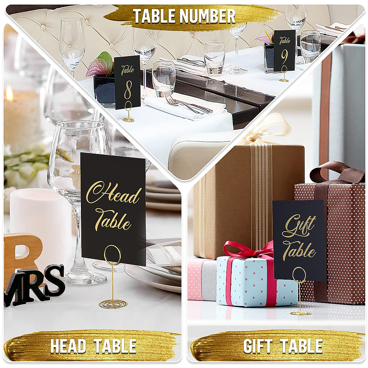Black Wedding Table Numbers 1-30 with Gold Foil Letters - Table Number Cards 4x6 with Head & Gift Table - Wedding Numbers for Tables Card Stock Wedding Table Numbers for Tables - Wedding Reception