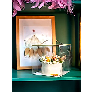 Zealax Cake Boxes with Cake Boards 6 Inch, 10pcs Clear Cake Box Storage Container Plastic Bakery Boxes for Packaging Small Cake Dount Chocolate, Gift Box for Wedding Party Graduation