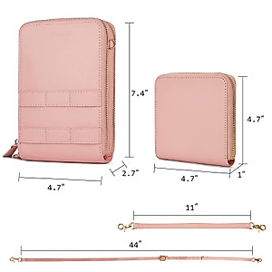 ECOSUSI Crossbody Bag Small Cell Phone Purse for Women Touchscreen Handbag Crossbody Purse with Detachable Wallet Pink