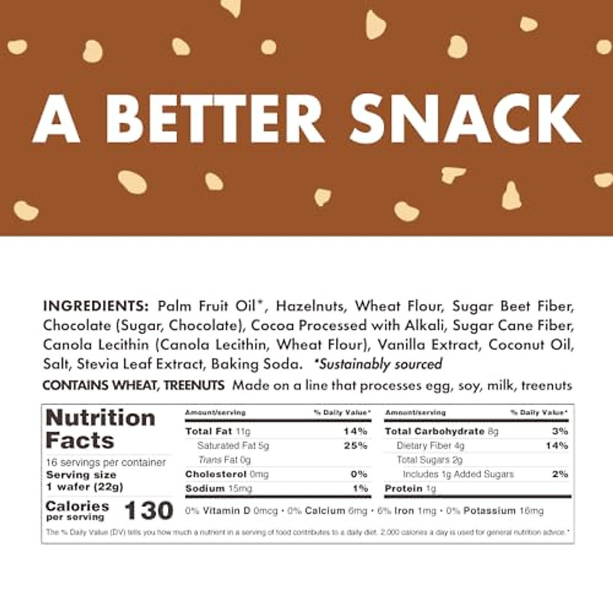 Rip Van Chocolate Hazelnut Wafer Cookies - Keto - Non-GMO - Healthy Snacks - Low Carb & Low Sugar (2g) - Low Calorie - Vegan - 16 Count