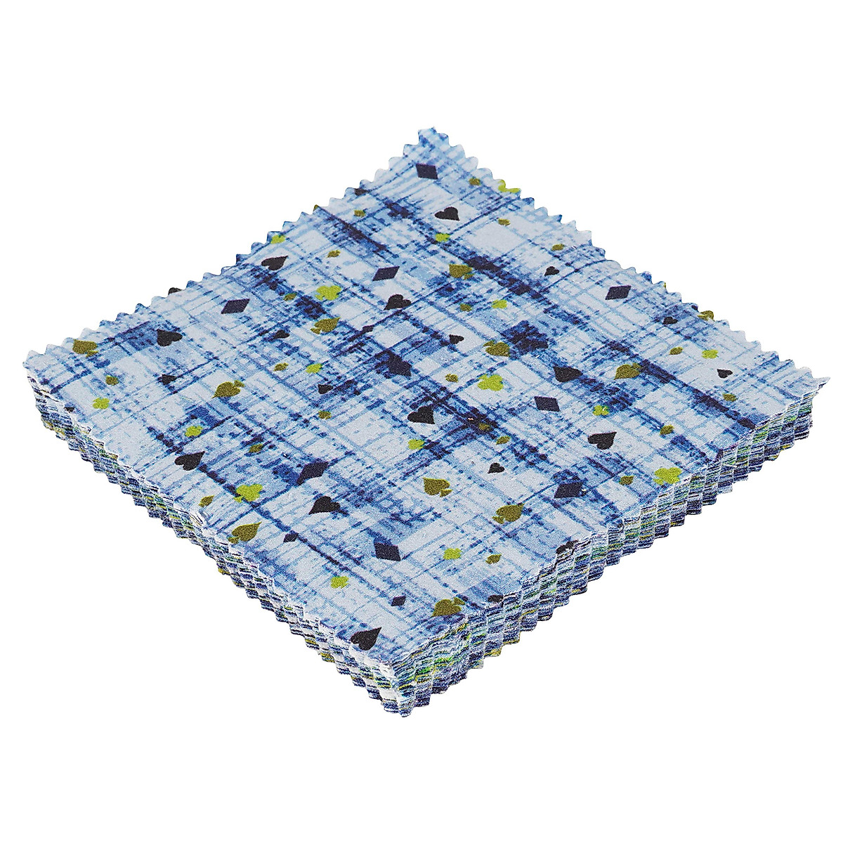 Soimoi Precut 10-inch Geometric Prints Cotton Fabric Bundle Quilting Squares Charm Pack DIY Patchwork Sewing Craft- Blue