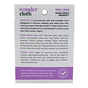 Wonder Cloth (Pack of 6) - All Natural Make-Up Remover Cloth, Removes Makeup Instantly with Just Water, Cleanses and Exfoliates, Machine Washable