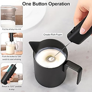 Mata1-USA Milk Frother for Coffee, Handheld Drink Mixer Electric Whisk, Mini Stirrer Wand Foam Maker, Silver & Black