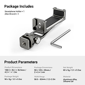 SmallRig Multifunctional Universal Cell Phone Mount Adapter, Phone Tripod Mount with Cold Shoe, Phone Holder for iPhone 15 14 13 12 11, Fits for Tripod Monopod Phone Cage Camera cage-3559