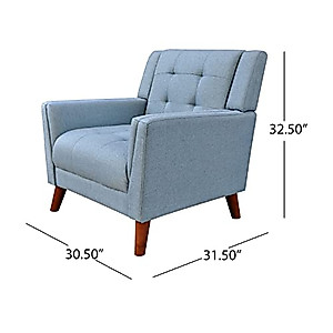 Christopher Knight Home Evelyn Mid Century Modern Fabric Arm Chair and Loveseat Set, Blue