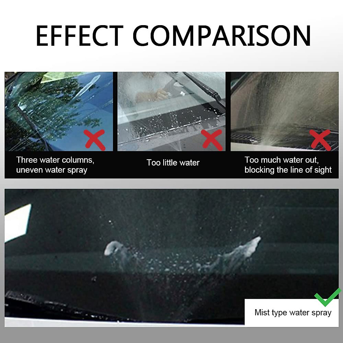 Windshield Washer Hose Kit, 2 Meter Washer Fluid Hose with 4 Pcs Hose Connectors and 2 Front Windshield Washer Nozzles, Washer Spray Jet Kit, Universal Windshield Washer Nozzles Kit