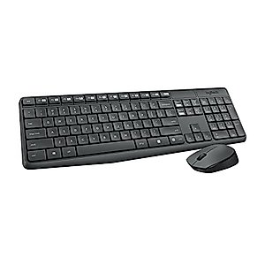 Logitech MK235 Wireless Keyboard and Mouse Combo for Windows, 2.4 GHz Wireless Unifying USB Receiver, 15 FN Keys, Long Battery Life, Compatible with PC, Laptop
