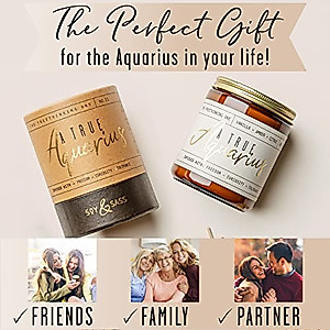 Aquarius Gifts for Women, Zodiac Gifts - A True Aquarius Soy Zodiac Candle, w/Vanilla, Amber & Citrus I Astrology Gifts for Women I 9oz Reusable Amber Glass Jar, 50 Hr Burn Time, Made in USA