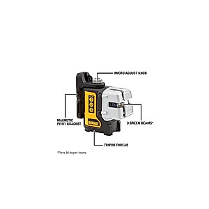 DEWALT Laser Level, Multi-Line, Green, 30-Foot Range (One Size)