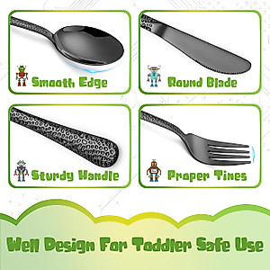 9-Piece Toddler Kids Silverware Set, HaWare Stainless Steel Hammered Flatware, Preschooler Eating Utensils Includes 3 Spoons 3 Forks 3 Knives, Metal Children Cutlery for Home School, Mirror Finished