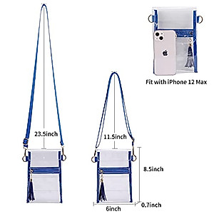 LZXYBIN Clear Purse Stadium Approved, Small Cute Clear Gameday Handbags See Through Purse Transparent Crossbody Bag for Women (Blue)
