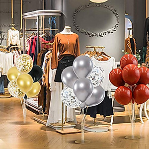 TONIFUL 2 Set Table Centerpiece Balloons Stand Kit Include 16 Black Gold Latex Confetti Balloons for Birthday Baby Shower Wedding Graduation Anniversary Halloween Table Party Decorations