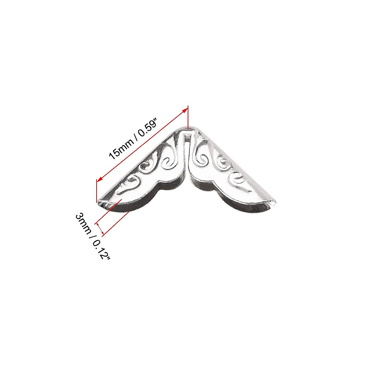 uxcell Metal Book Corner Protectors Edge Cover Guard 15X15X3mm Silver Tone 30pcs