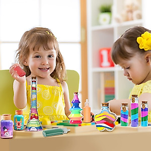 MIKIMIQI 6 Pcs Art Sand, Craft Sand Kit 1.25oz Bottles Sand Arts and Crafts Kit DIY Sand Painting Decorative Sand Vase Glass Sand Scenic Sand Wedding Sand for Decorations (Gold)