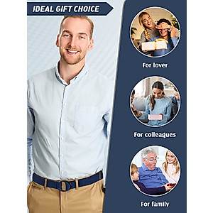 Funtery 3 Pieces Men Canvas Belt with Metal Double D Ring Buckle Military Style Casual Belts Fabric Canvas Waist Belts Closure Canvas Cloth Belts for Men and Women (Army Green, Black, Dark Blue)