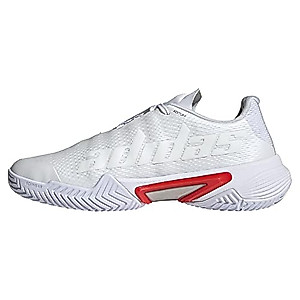 adidas Women's Barricade Tennis Shoe, White/Silver Metallic/Grey, 9