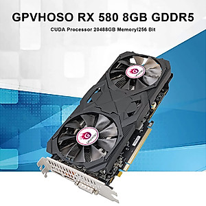 GPVHOSO RX580 8G Graphics Card, 8GB GDDR5 (256bit) Graphics Card2048SP, GDDR5, 256 Bit, with Dual Fan Cooling System, HDMI, DP, PCI, DVI-Output, Express 3.0, for Computer Gaming Video Editing