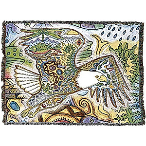 Pure Country Weavers Bald Eagle Blanket XL - Animal Spirits Totem by Sue Coccia - Gift Tapestry Throw Woven from Cotton - Made in The USA (82x62)