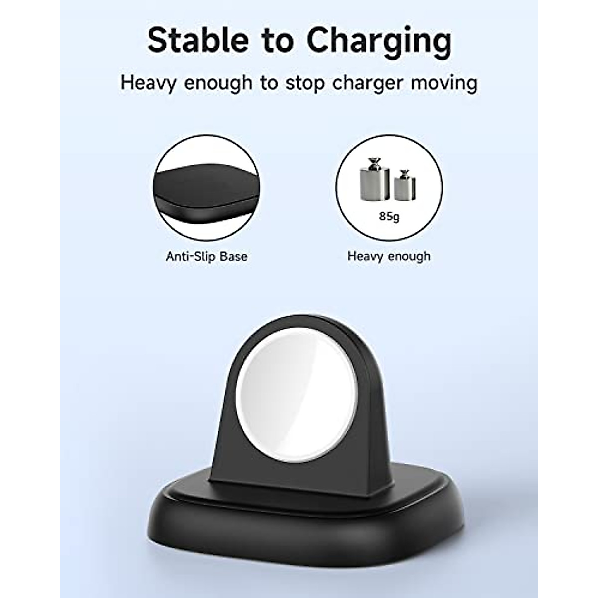 NEWDERY Charger Stand for Apple Watch, Portable Watch Charger for iWatch with USB C Cable,Fast Charging,Wireless Charging Station for iWatch series Ultra/8/7/6/5/3/2/SE, 49/45/44/42/41/40/38 mm, Black