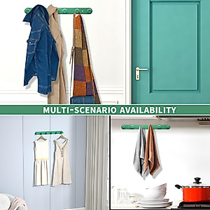 Snailhouse Coat Rack Wall Mount, Stainless Steel Heavy Duty Entryway Wall Coat Jacket Hanger Rack with 6 Hooks for Hanging Hat Towel Clothes Backpack, Green