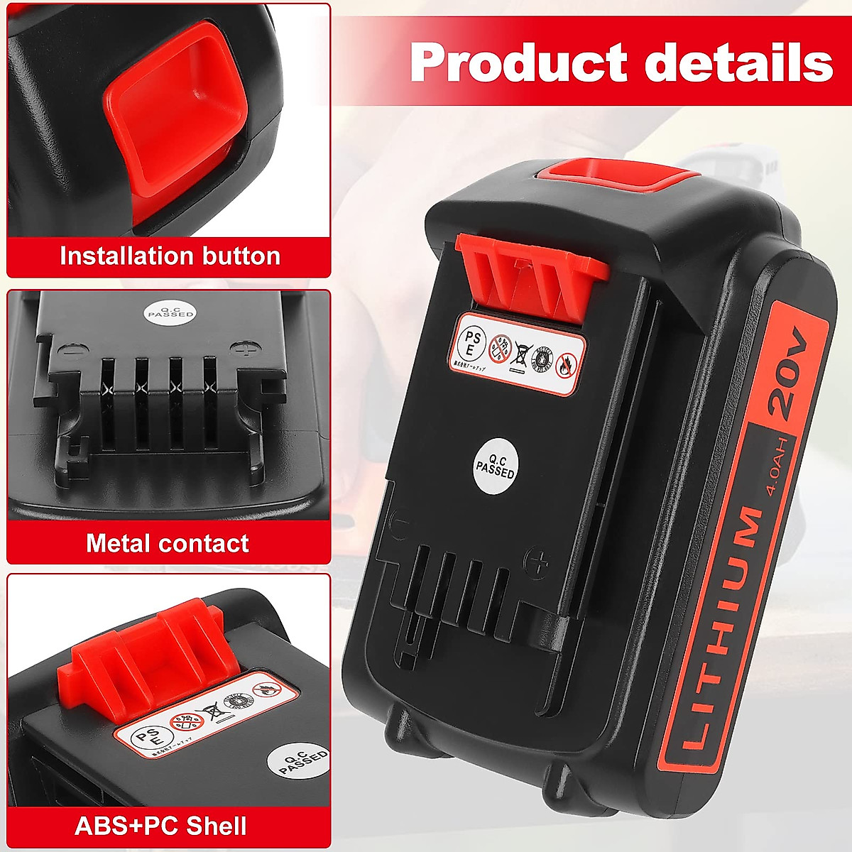 Battery 20v for BLACK+ DECKER Lithium: Batteries 20 Volt Max 4.0 ah Replacement Compatible with Cordless Power Tools XR Li- ion 2 Pack 20volt Drill LBXR20 LBXR2020 LBX20 LBXR2520 LB2X4020 LB2XR20