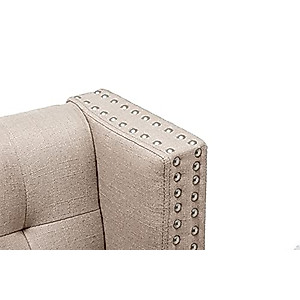 Yongqiang Modern Upholstered Bench with Back Tufted Loveseat Settee for Dining Room Living Room Entryway Sofa Couch Banquette with Wood Legs Khaki