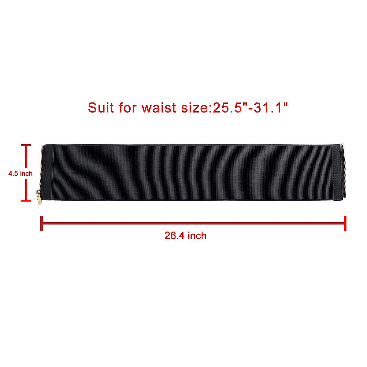 Ayliss Women Wide Elastic Waist Cinch Stretch Fashion Waistband Retro Dress Vintage Belt with Zipper Lady (Fit Waist 25.59"-31.10", Black)