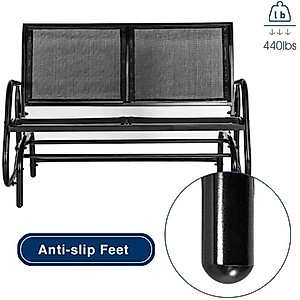 Alek...Shop Glider Bench Loveseat Rocking Chair 2-Person Seat Double Swing Chair, Essential Perfect for Patio, Porch, Garden, Indoor Outdoor